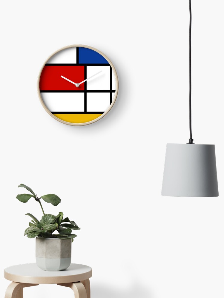 "De Stijl #1 (Mondrian Inspired) " Clock for Sale by Texterns | Redbubble