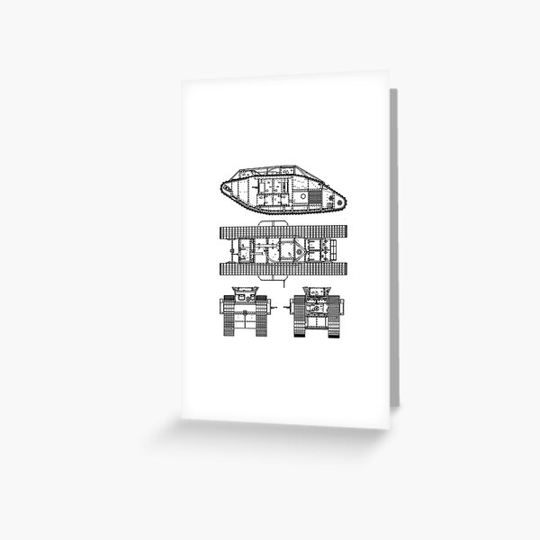 "Mark V - British WW1 Tank Drawing" Greeting Card by BERGULATOR | Redbubble