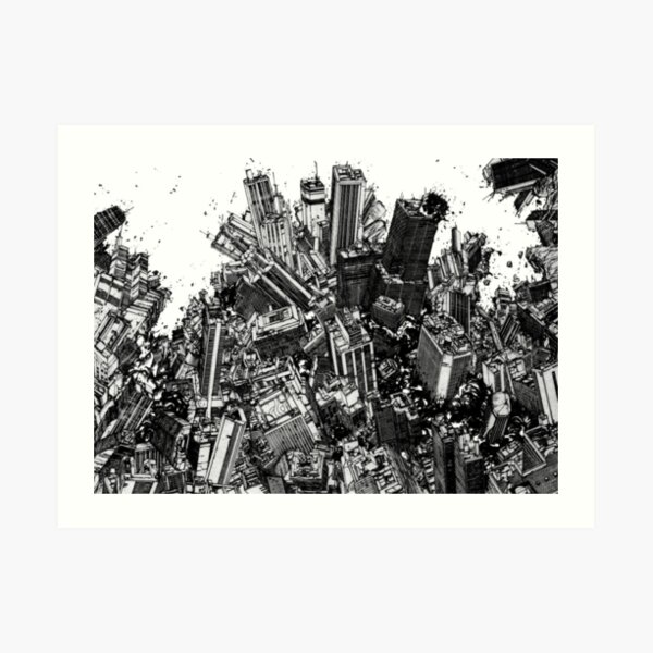 "Akira cyberpunk city explosion manga strip" Art Print for Sale by ...