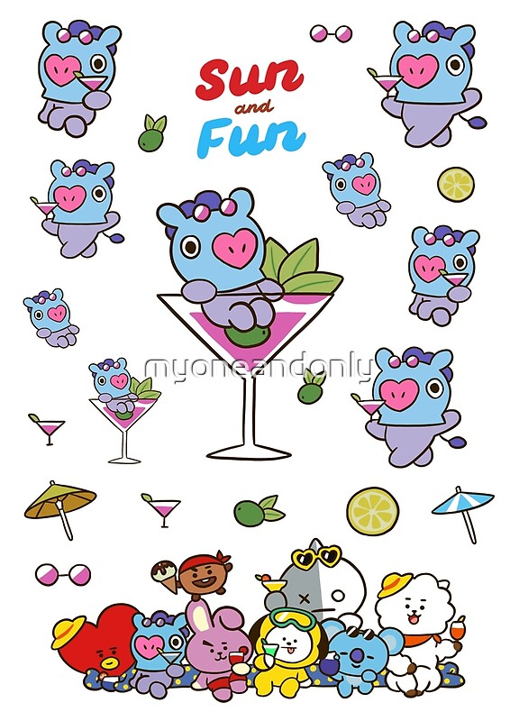 "Mang bt21 summer stickers " by myoneandonly | Redbubble