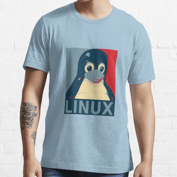 "Linux Tux penguin poster head red blue " T-shirt for Sale by ...