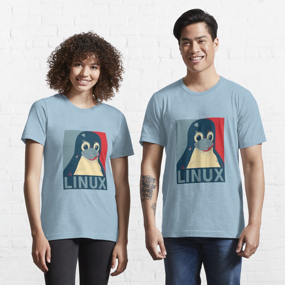 "Linux Tux penguin poster head red blue " T-shirt for Sale by ...