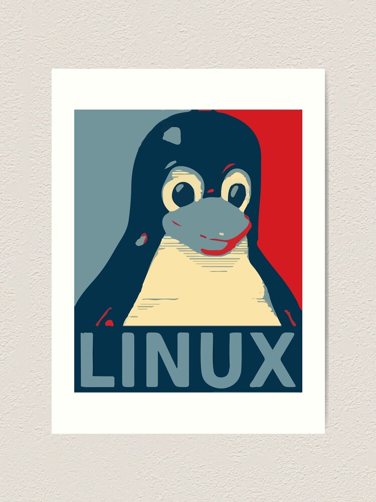 "Linux Tux penguin poster head red blue " Art Print by SofiaYoushi ...