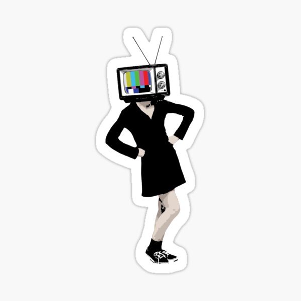 "Girl With TV Head" Sticker by pyrotechkid | Redbubble