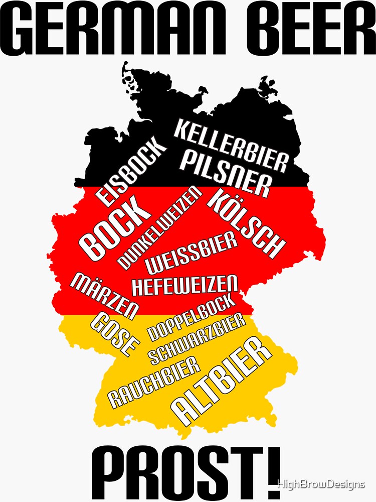 "German Beer Prost Black Text" Sticker for Sale by HighBrowDesigns ...