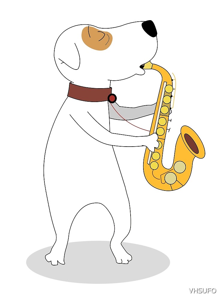 "Dog with sax " by VHSUFO | Redbubble