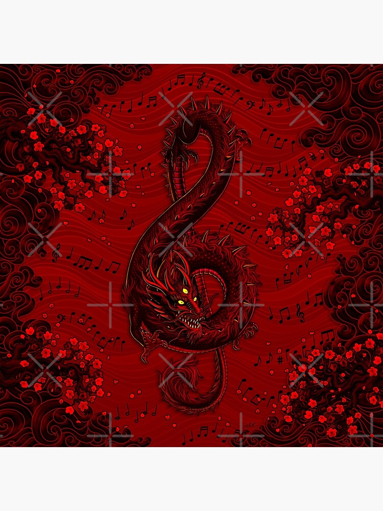 "Treble Clef - Music Dragon - Black and Red Hell" Poster for Sale by ...