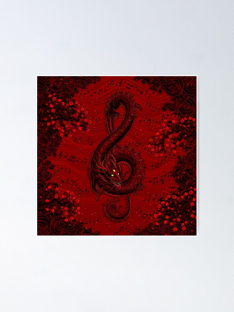 "Treble Clef - Music Dragon - Black and Red Hell" Poster for Sale by ...