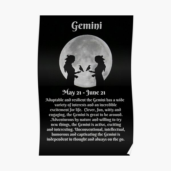 "Gemini Zodiac Sign of the Twins May and June Birthdays" Poster by ...