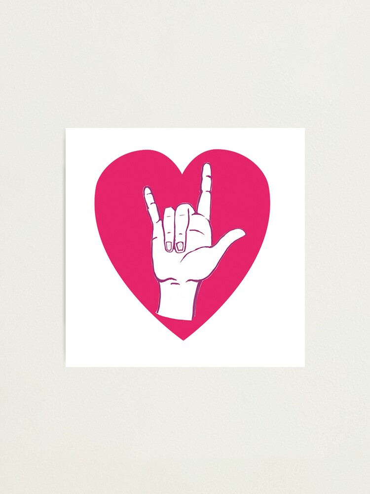 "ASL I Love You with Pink Heart & American Sign Language Art ...