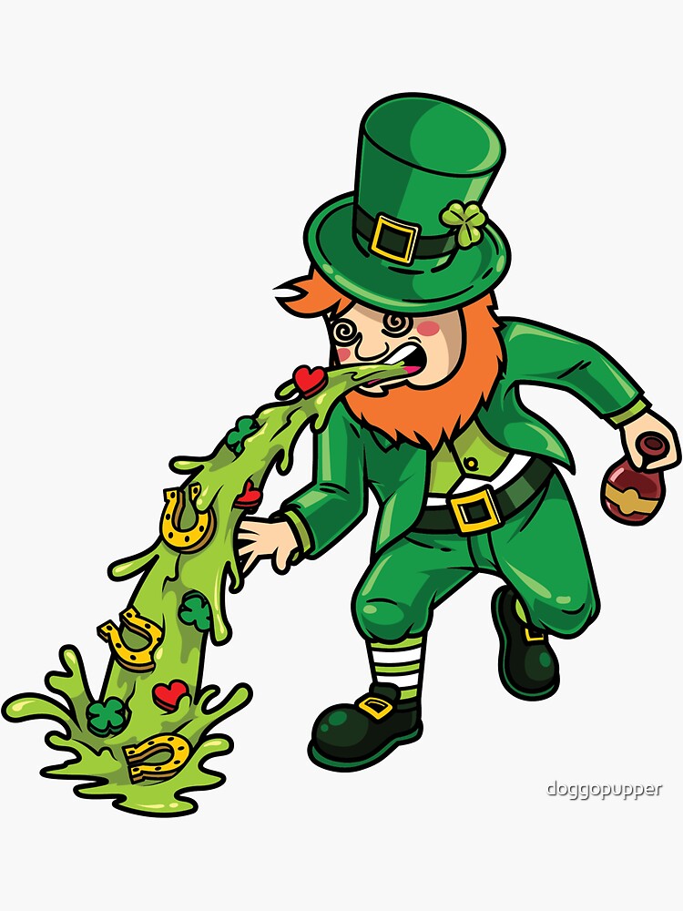 "St Patricks Day Puke Lucky Charms Drunk Leprechaun Puke" Sticker for ...