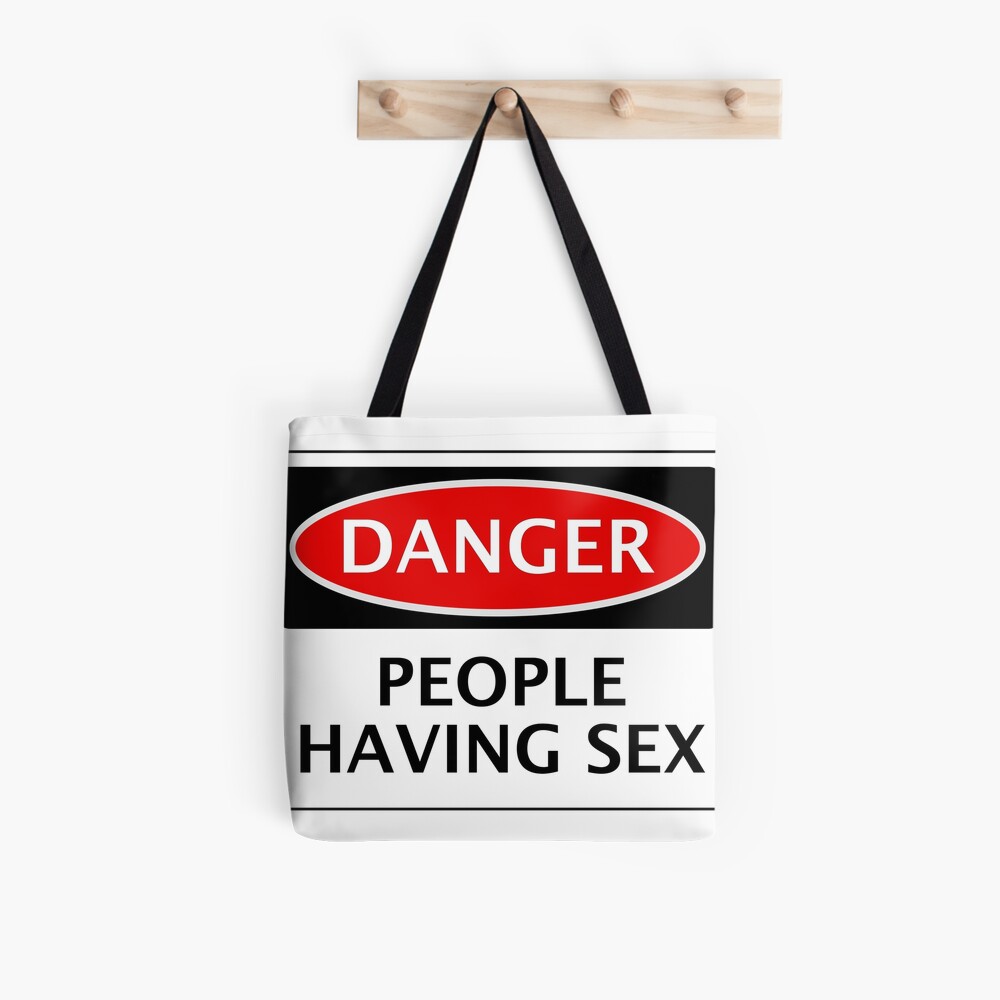 Danger People Having Sex Funny Fake Safety Sign Signage Tote Bag By
