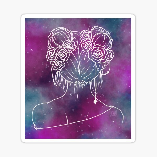 "Galaxy Spacebuns Outline" Sticker for Sale by heysoleilart | Redbubble