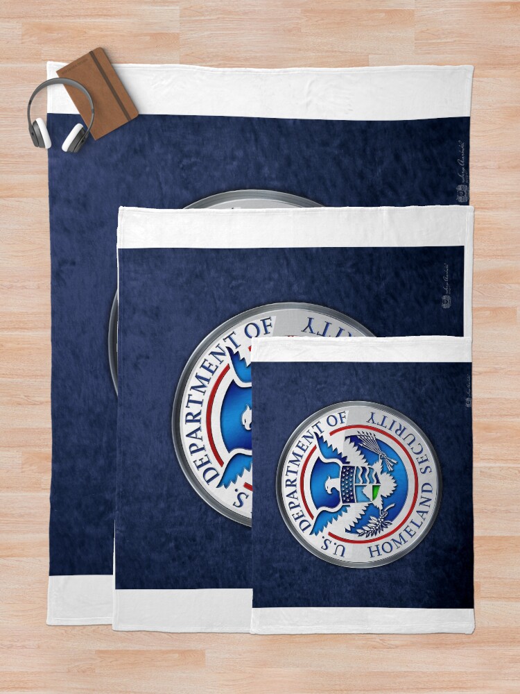 "Department of Homeland Security - DHS Emblem 3D on Blue Velvet" Throw ...