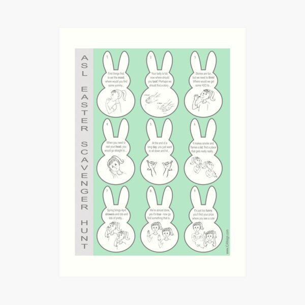 "ASL American Sign Language Easter Scavenger Hunt Poster" Art Print by ...