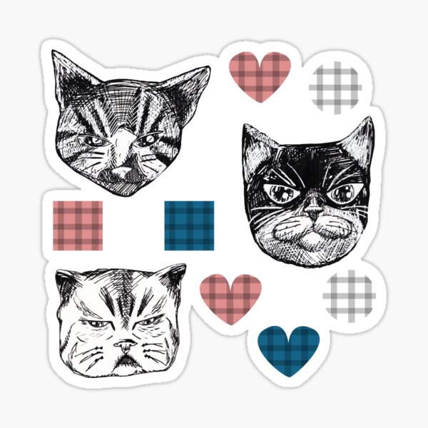 "STRAIGHT UP CATTITUDE" Sticker by helenashimizu | Redbubble