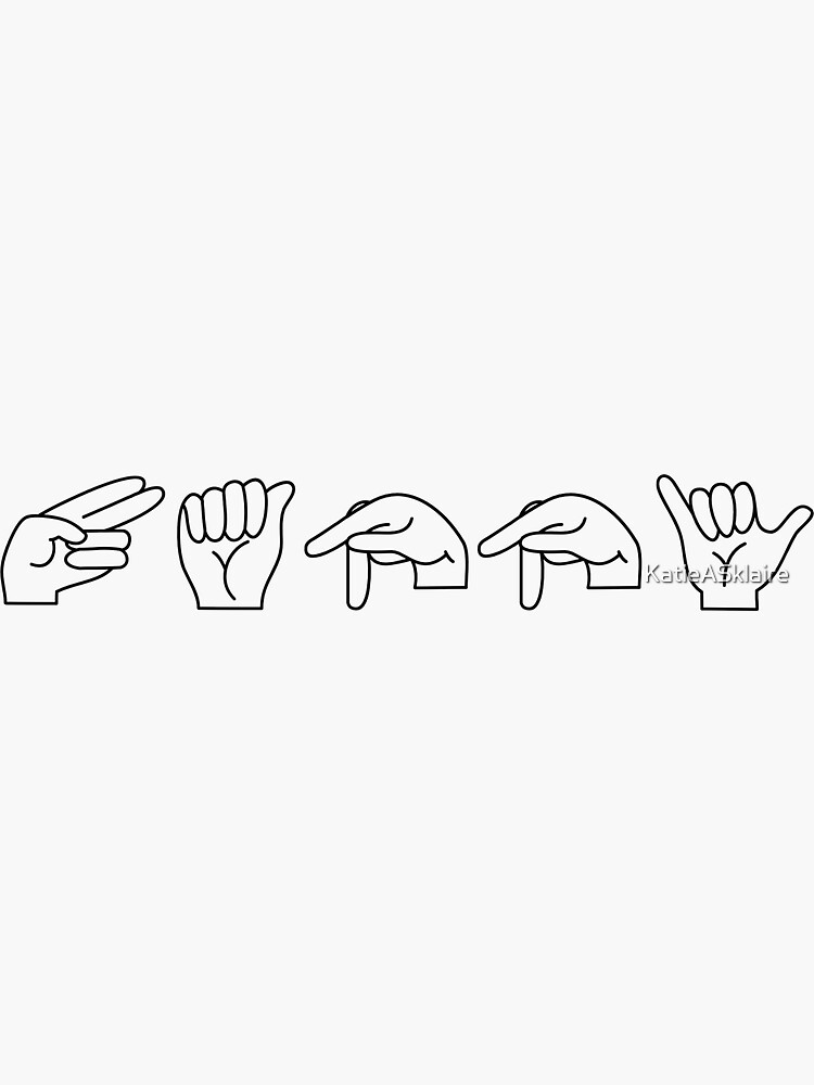 "asl - happy" Sticker for Sale by KatieASklaire | Redbubble