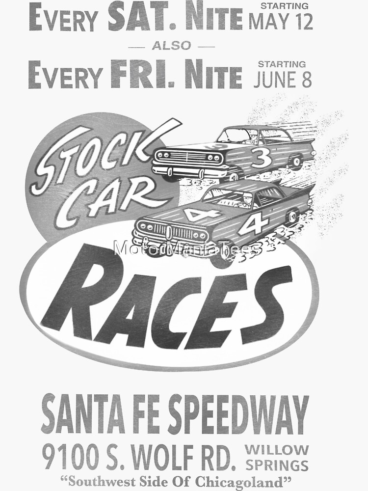 "Vintage Santa Fe Speedway Stock Car Races by MotorManiac" Sticker for ...