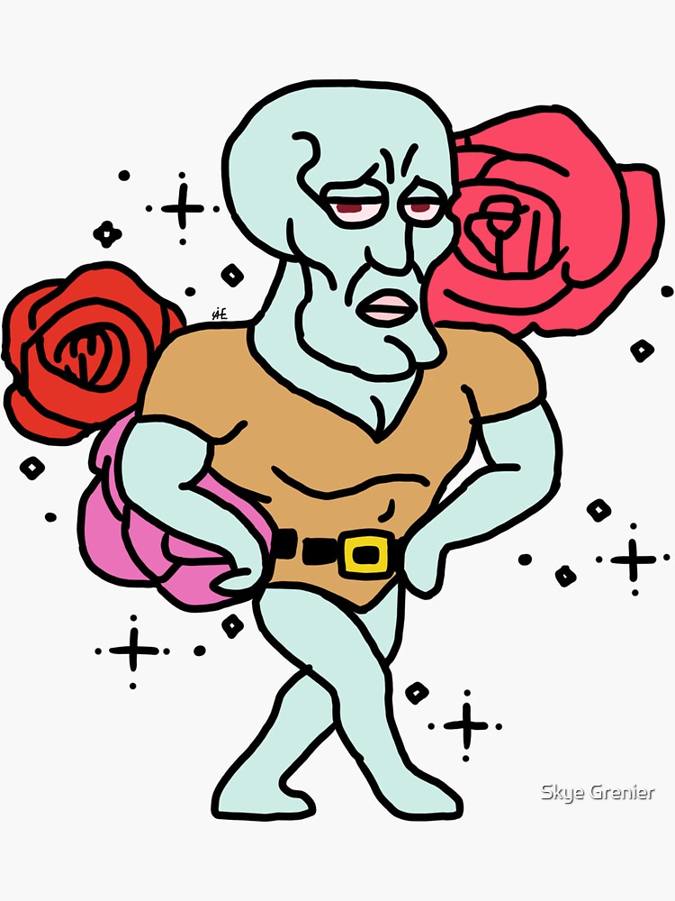 "Handsome squid ward " Sticker for Sale by Hgrenier | Redbubble