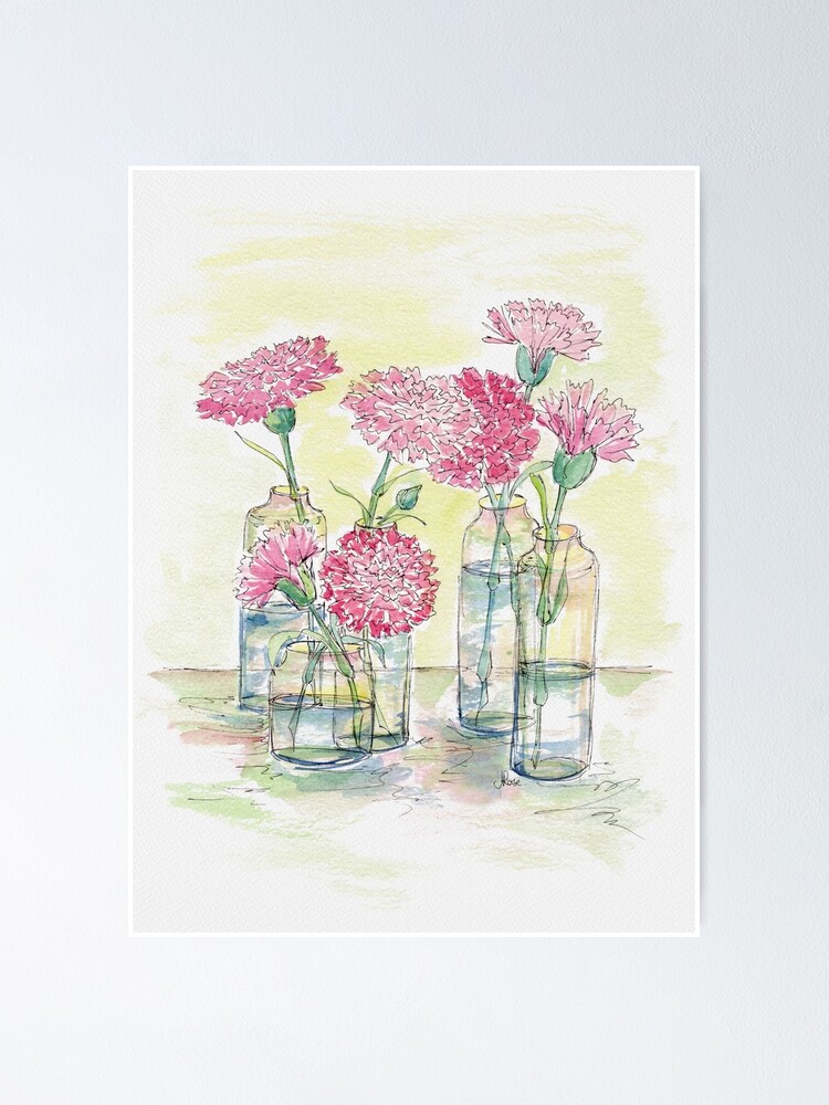 "Carnations, Still Life" Poster for Sale by JRoseDesign | Redbubble