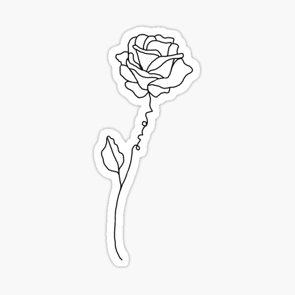 "Line Art Rose Love Stem" Sticker for Sale by Merlino214 | Redbubble