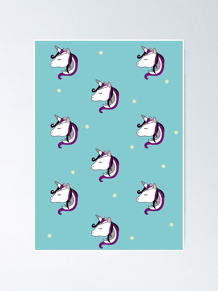 Pride Unicorn Icon Repeated Pattern Asexual Poster By