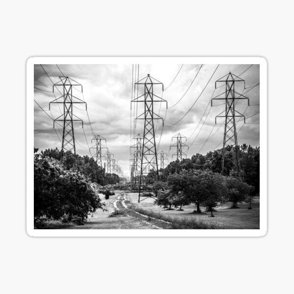 "The march of the power lines." Sticker by Scooterbob | Redbubble