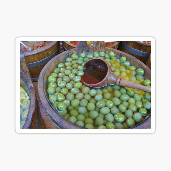 "Street Food Green Olives " Sticker for Sale by ResourceGirl | Redbubble