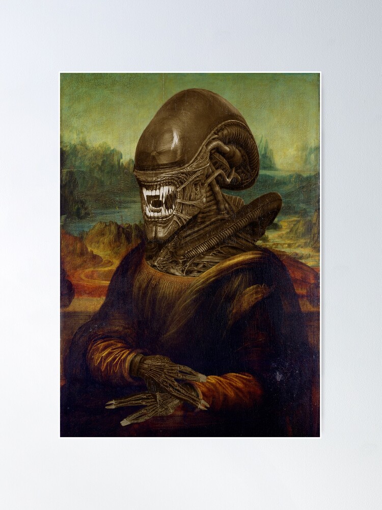 Mona Lisa Alien Xenomorph Poster, Halloween Gift, Horror Movie Poster ...