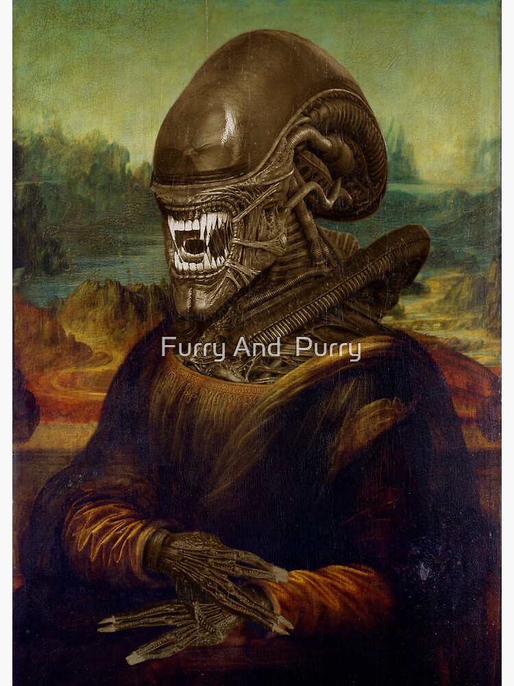 "Mona Lisa Alien Xenomorph" Sticker by luigitarini | Redbubble