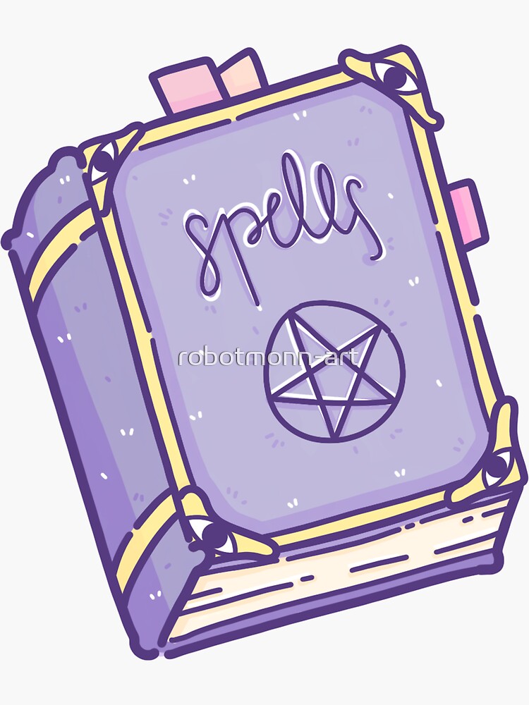 "Witchy Book of Spells" Sticker for Sale by robotmonn-art | Redbubble