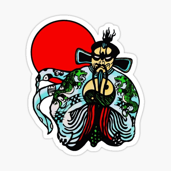 "Big Trouble with Fu Manchu" Sticker by broganreynik | Redbubble