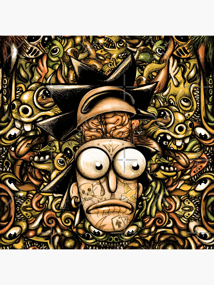 "Tattooed Color Rick and his brilliant brain" Sticker by fakeface ...