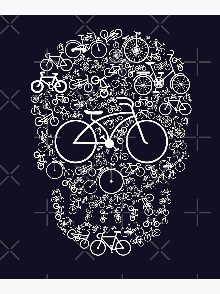 "Relaxed Tee Shirt - Bicycle-Skull" Poster by dominic69 | Redbubble
