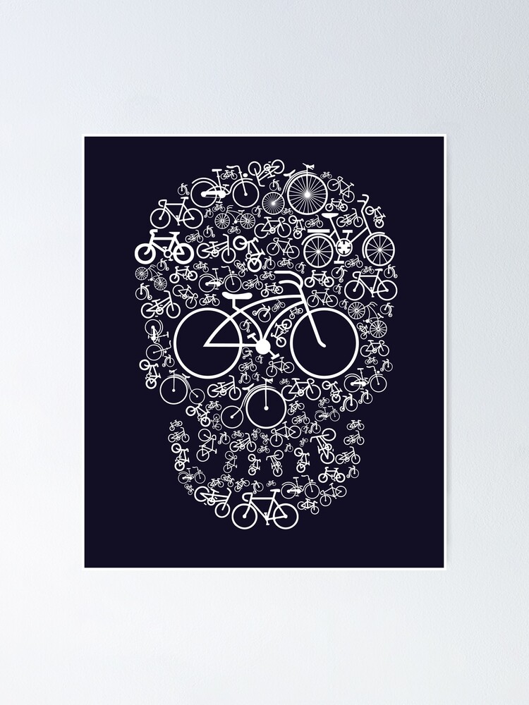 "Relaxed Tee Shirt - Bicycle-Skull" Poster by dominic69 | Redbubble