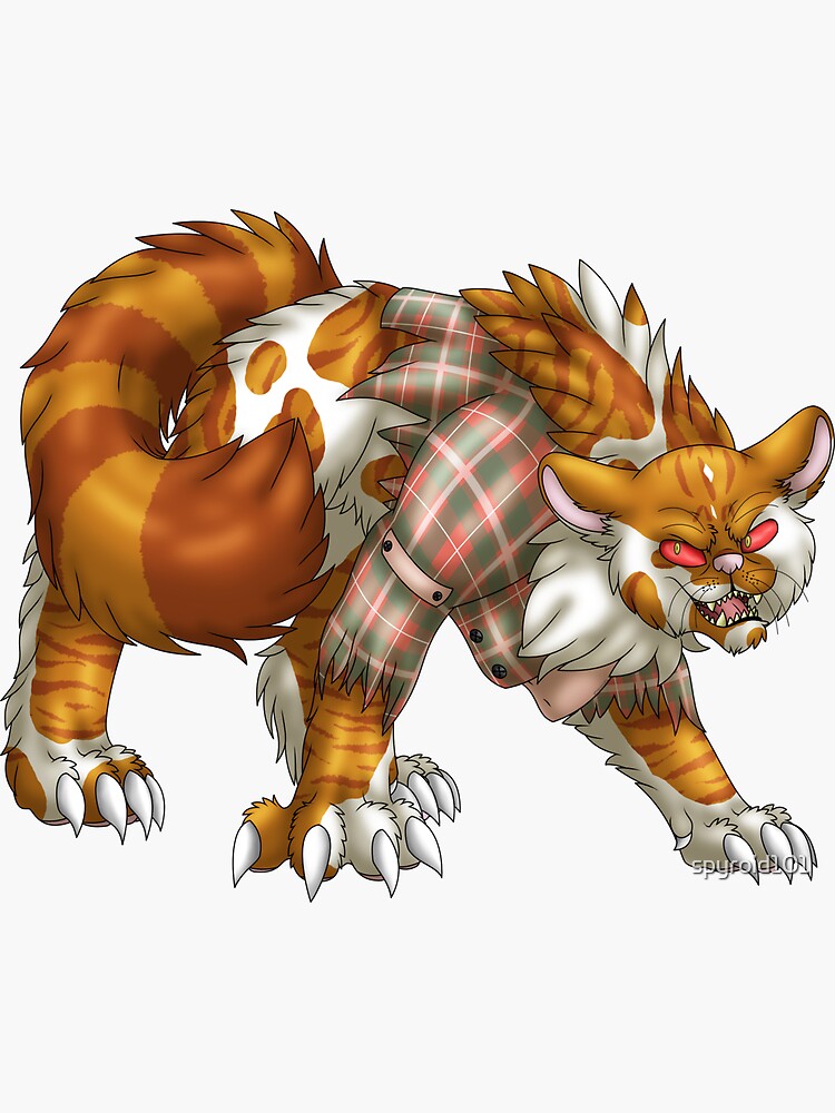 "WereCat: Ginger Bicolor Tabby" Sticker by spyroid101 | Redbubble