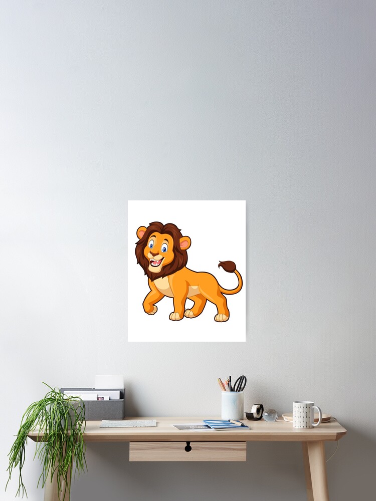 "Cute Cartoon Lion Prancing" Poster for Sale by animejones | Redbubble