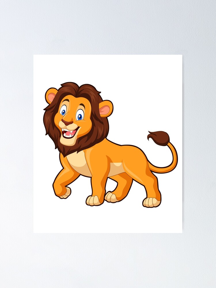 "Cute Cartoon Lion Prancing" Poster for Sale by animejones | Redbubble