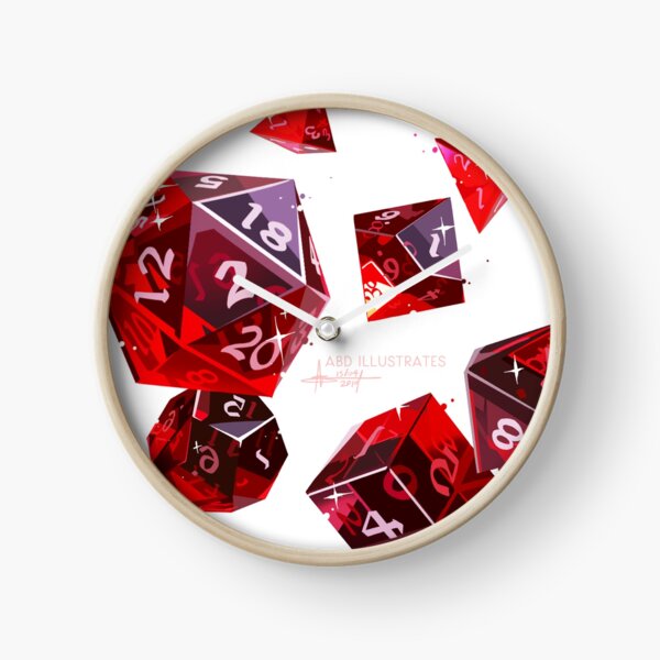 "Gemstone Dice - Ruby" Clock for Sale by ABD-illustrates | Redbubble