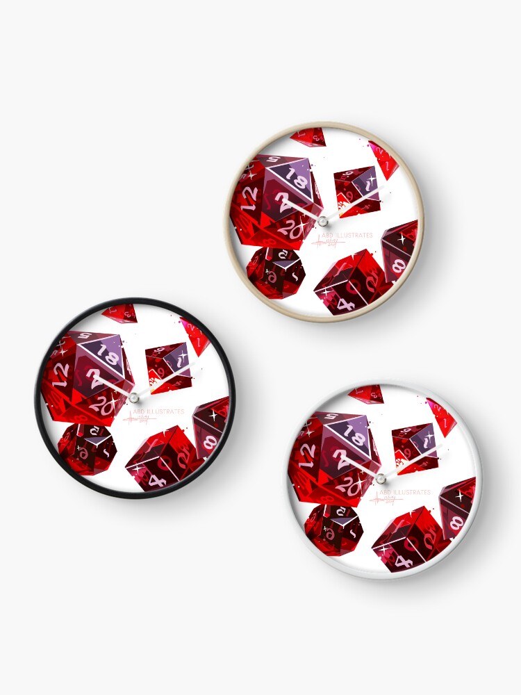 "Gemstone Dice - Ruby" Clock for Sale by ABD-illustrates | Redbubble