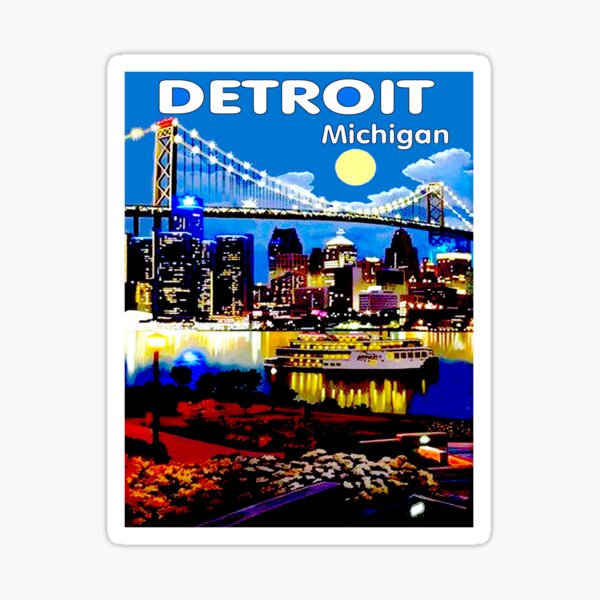 "DETROIT ; Travel and Tourism Advertisinjg Print" Sticker for Sale by ...