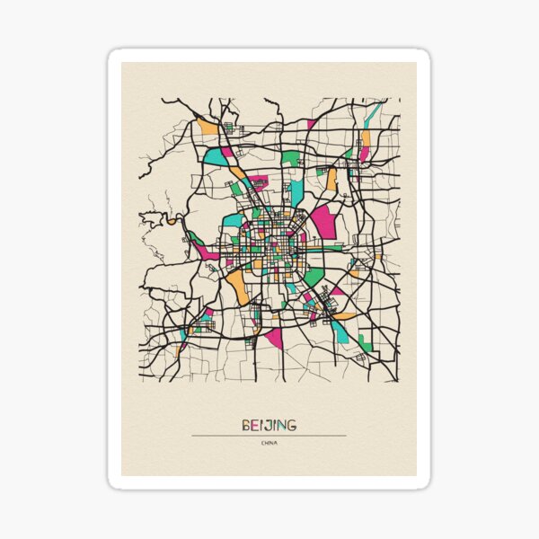 "Beijing, China Street Map" Sticker for Sale by geekmywall | Redbubble