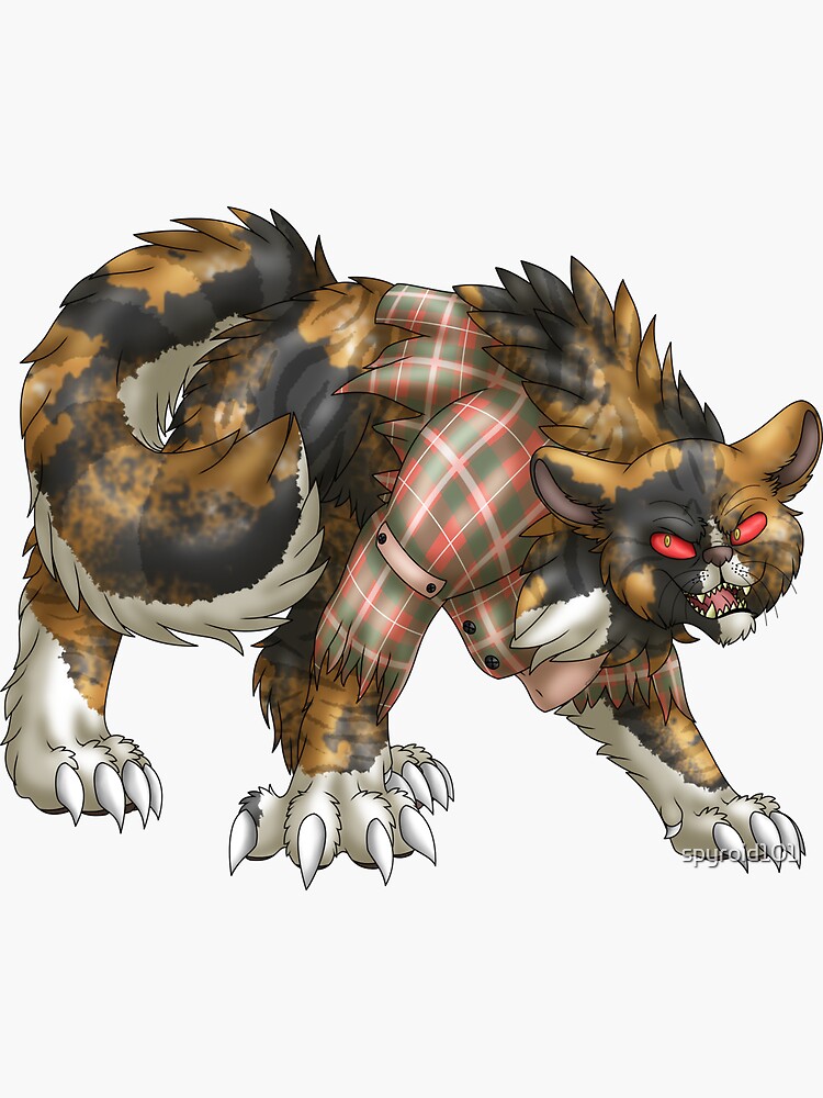 "WereCat: Tortie-Tabby" Sticker by spyroid101 | Redbubble