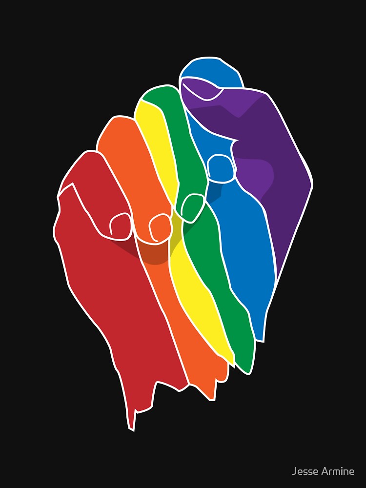 "Sign of Unity (Rainbow Fist)" T-shirt for Sale by designurvictory ...