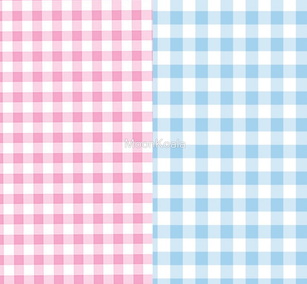 "Pink and blue gingham " by MoonKoala | Redbubble
