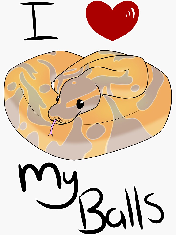 "Ball Python "I love my balls"" Sticker for Sale by Inu-chii | Redbubble