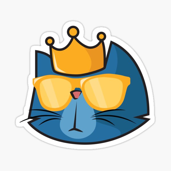 "King cat with golden sunglasses and crown" Sticker for Sale by ...