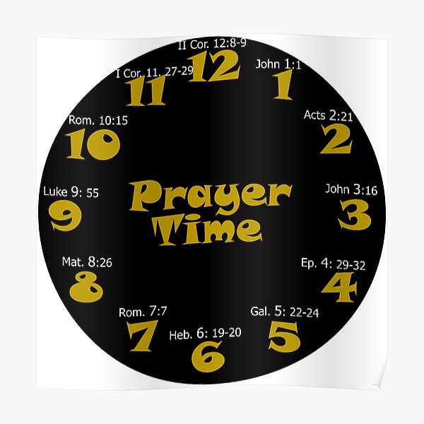 "Prayer Time Clock Black" Poster for Sale by toddbrooney | Redbubble