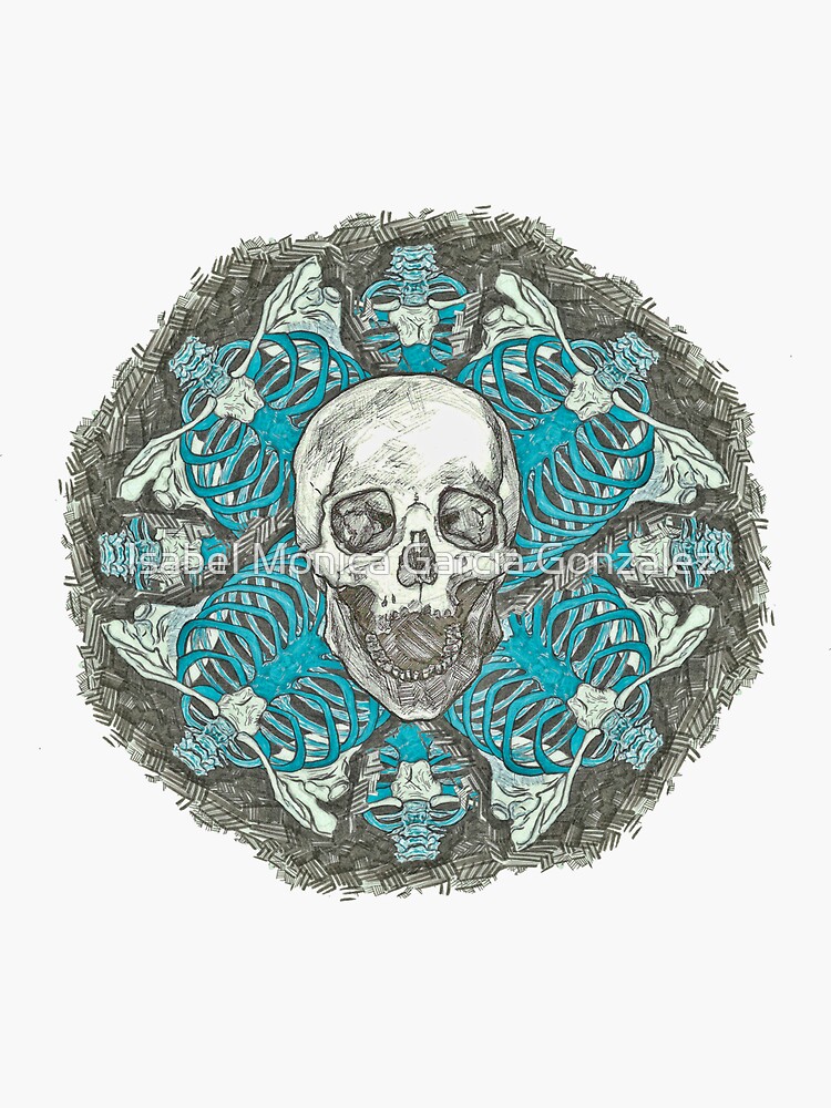 "Mandala of bones, skull and ribs" Sticker by IsabelMonic | Redbubble