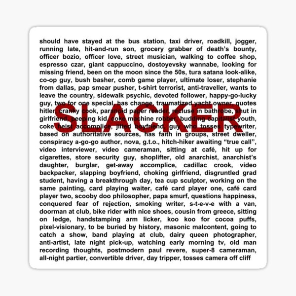 "Slacker Cast of Characters" Sticker by romanwolfe | Redbubble